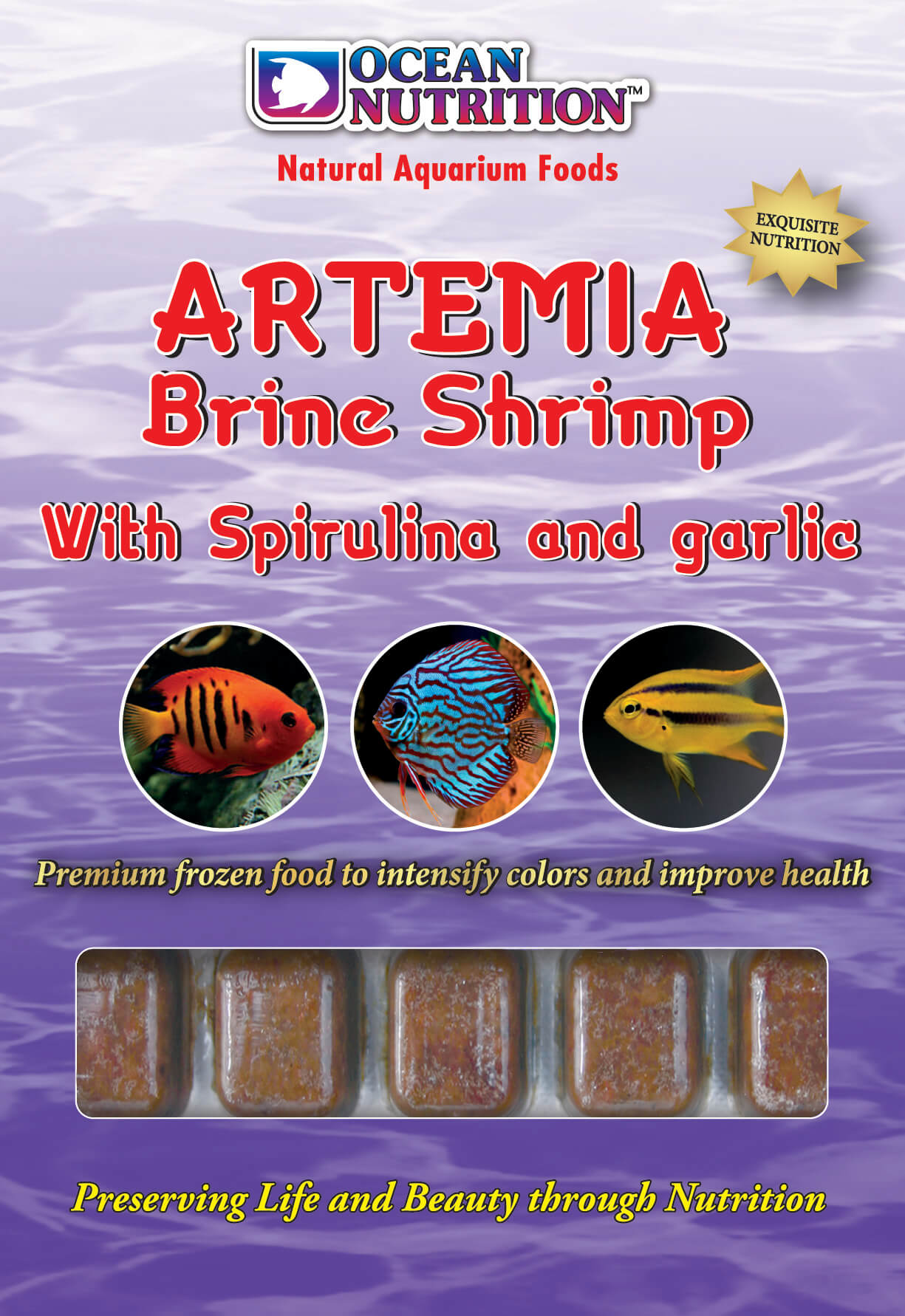 12x BRINE SHRIMP WITH SPIRULINA AND GARLIC 100G Ocean Nutrition
